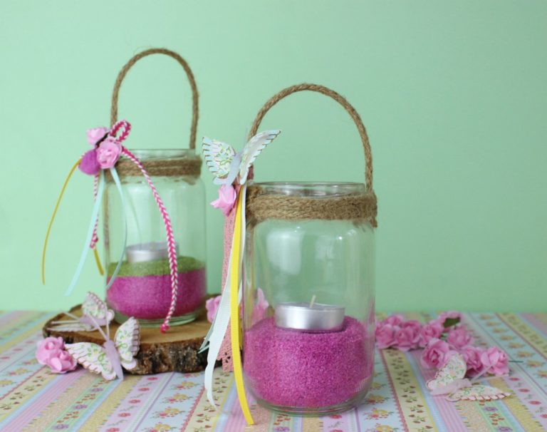 DIY Φτιάχνω Ανοιξιάτικα φαναράκια με γυάλινα βαζακια
